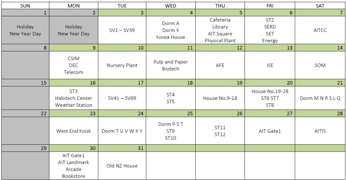 LANDSCAPE AND GROUND MAINTENANCE SCHEDULE FOR JANUARY 2023 – Office of ...