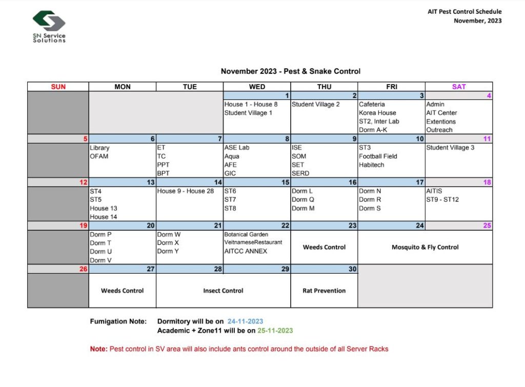 PEST-CONTROL-SCHEDULE FOR NOVEMBER 2023 – Office of Facilities and ...