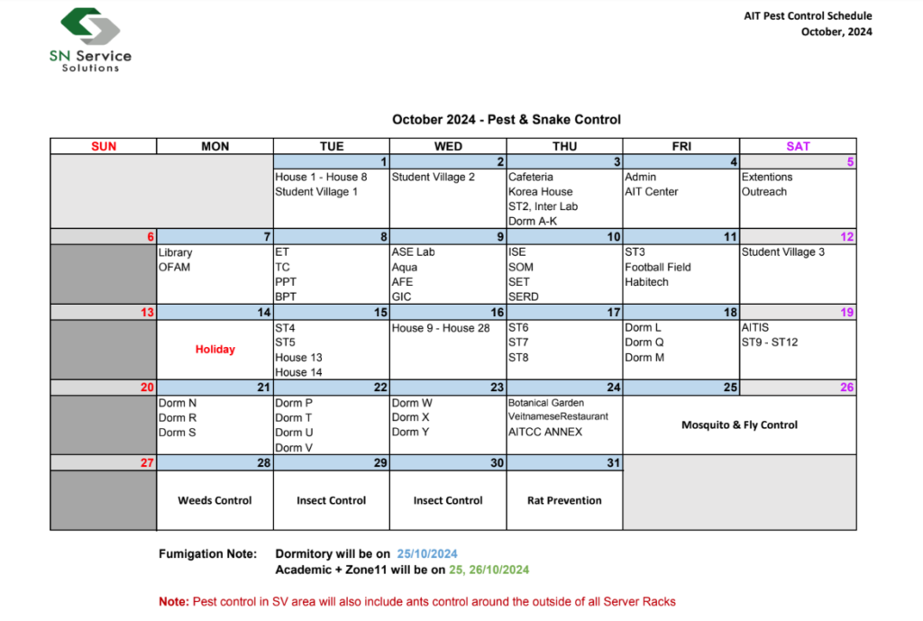PEST-CONTROL-SCHEDULE FOR OCTOBER 2024 – Office of Facilities and ...