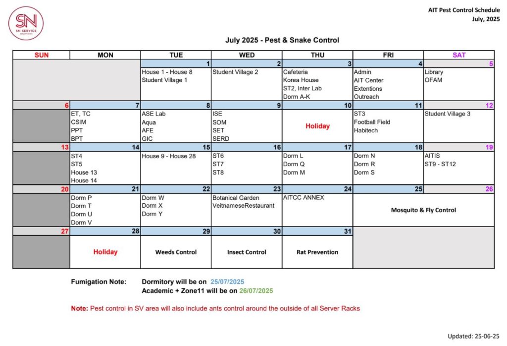 PEST-CONTROL-SCHEDULE FOR JULY 2025 – Office of Facilities and Assets ...